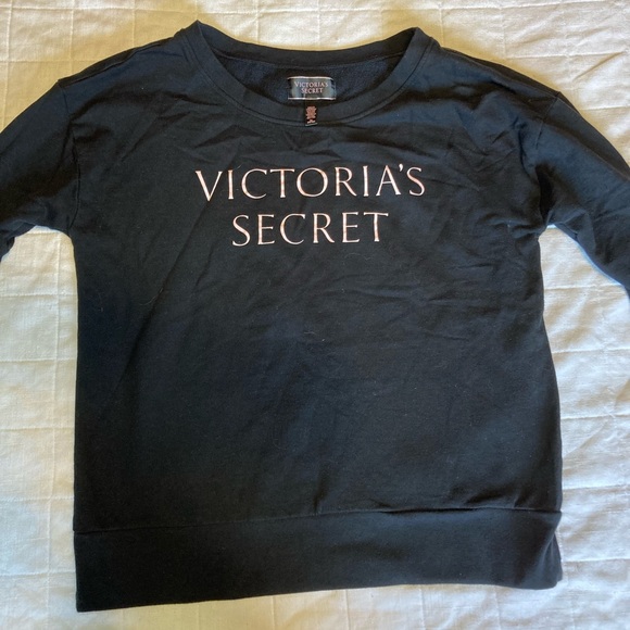 Victoria's Secret | Tops | Victorias Secret Black Crew Neck With Pink ...